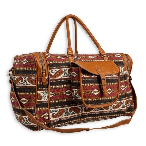 Myra Bag | Bags | New Boho Tribal Myra Bag Brown Leather Travel Duffel ...